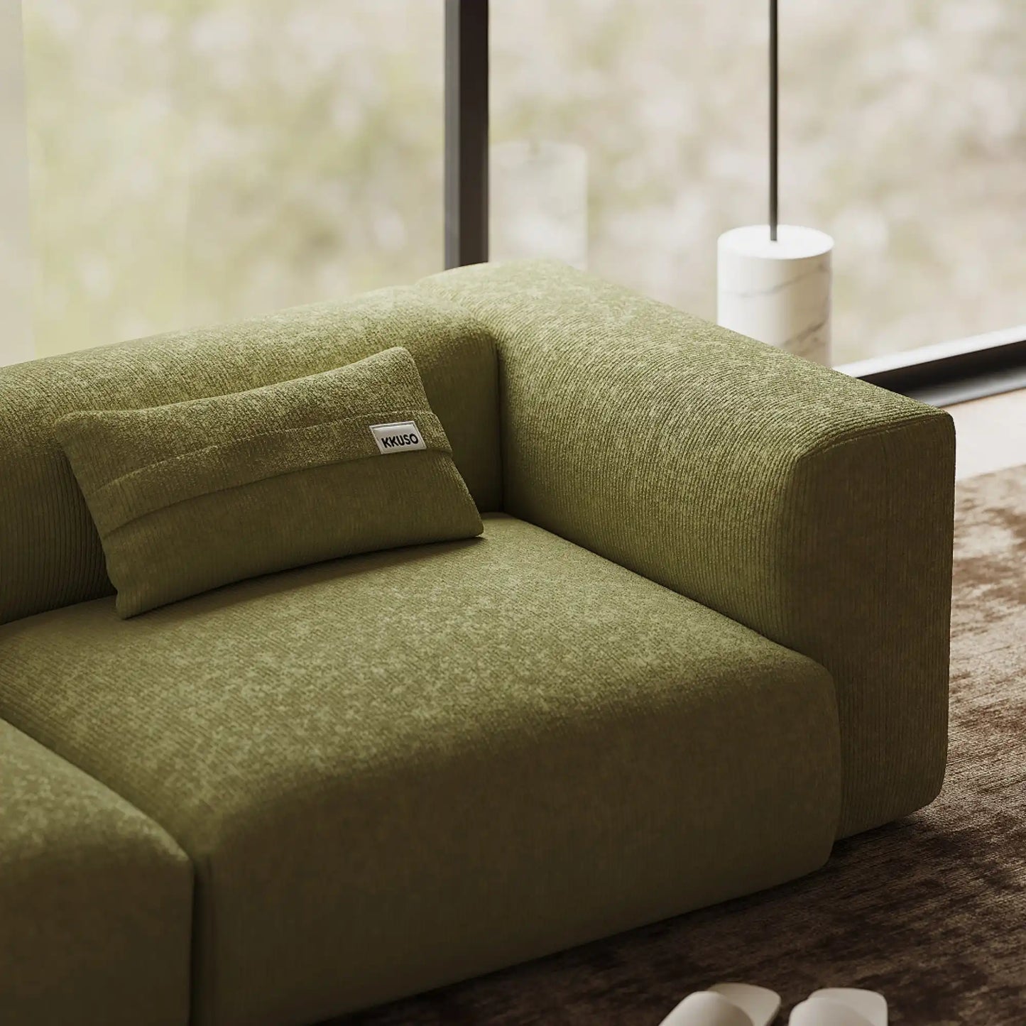 MODULAR SOFA MOMO CORNER LEFT - CORDUROY OLIVE MOSS – KKUSO