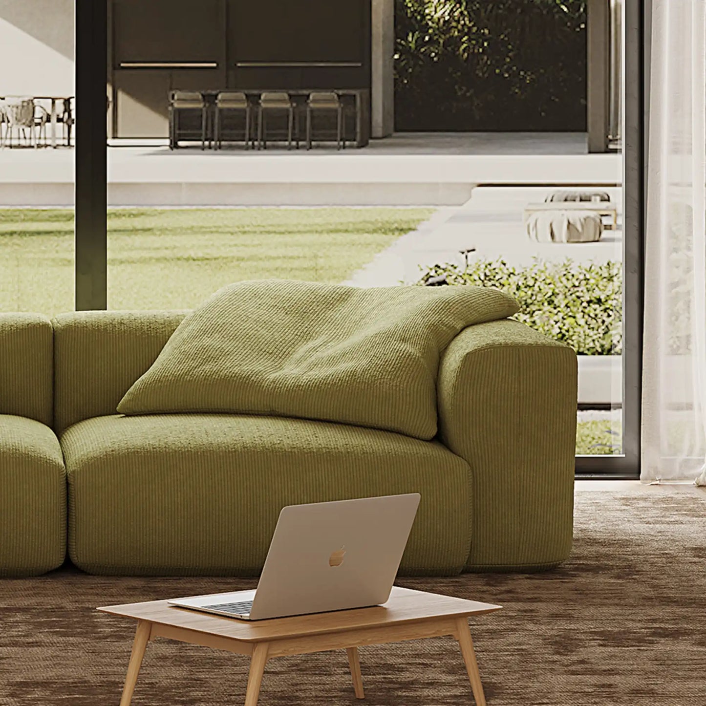 MODULAR SOFA MOMO CORNER LEFT - CORDUROY OLIVE MOSS – KKUSO