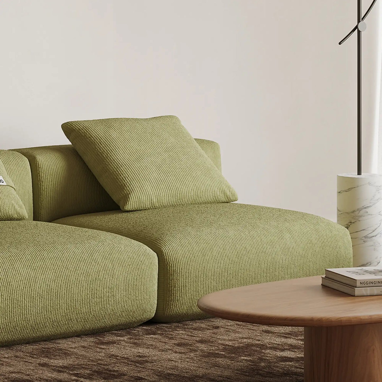 MODULAR SOFA MOMO LOUNGER - CORDUROY OLIVE MOSS – KKUSO