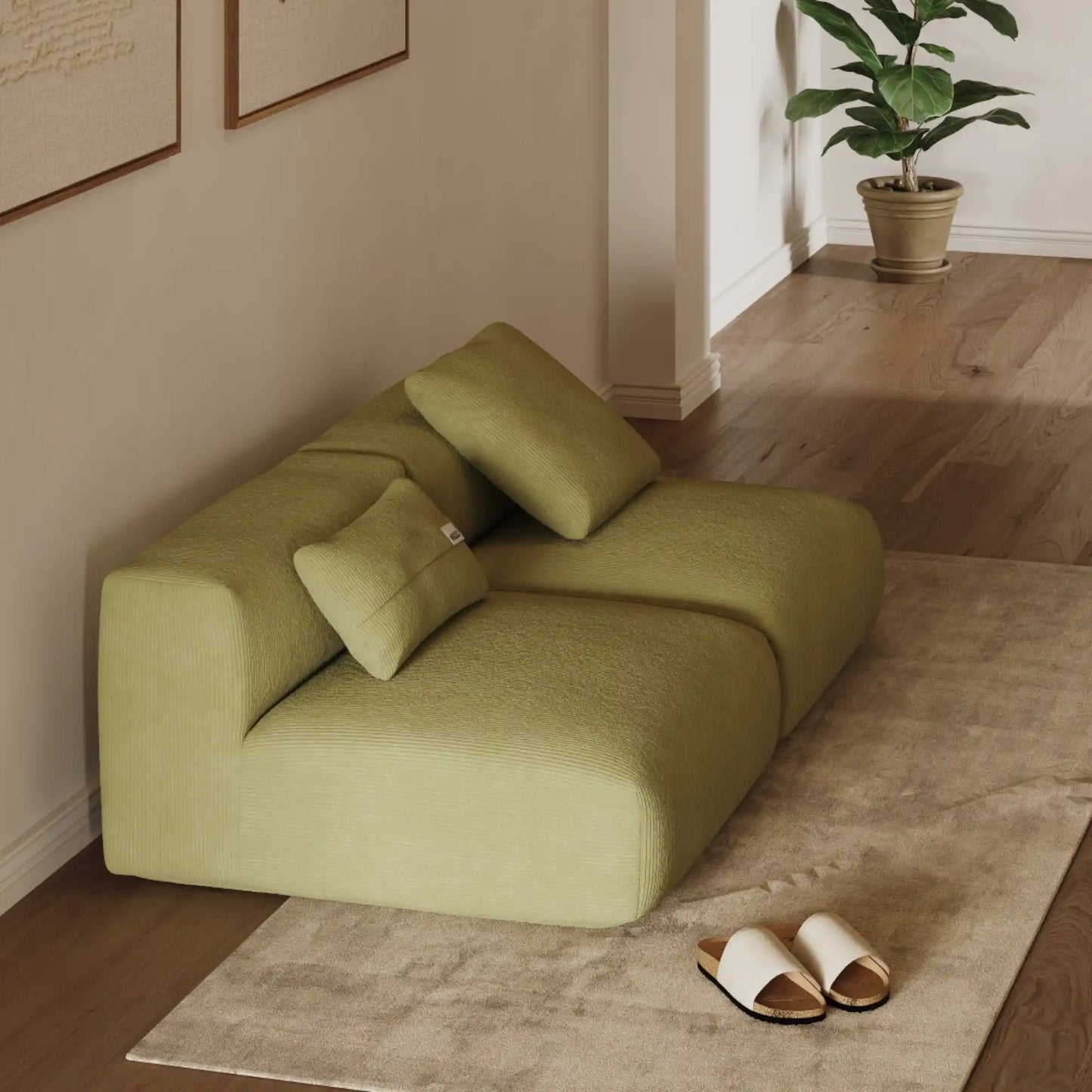 MODULAR SOFA MOMO SET 3 - CORDUROY OLIVE MOSS – KKUSO