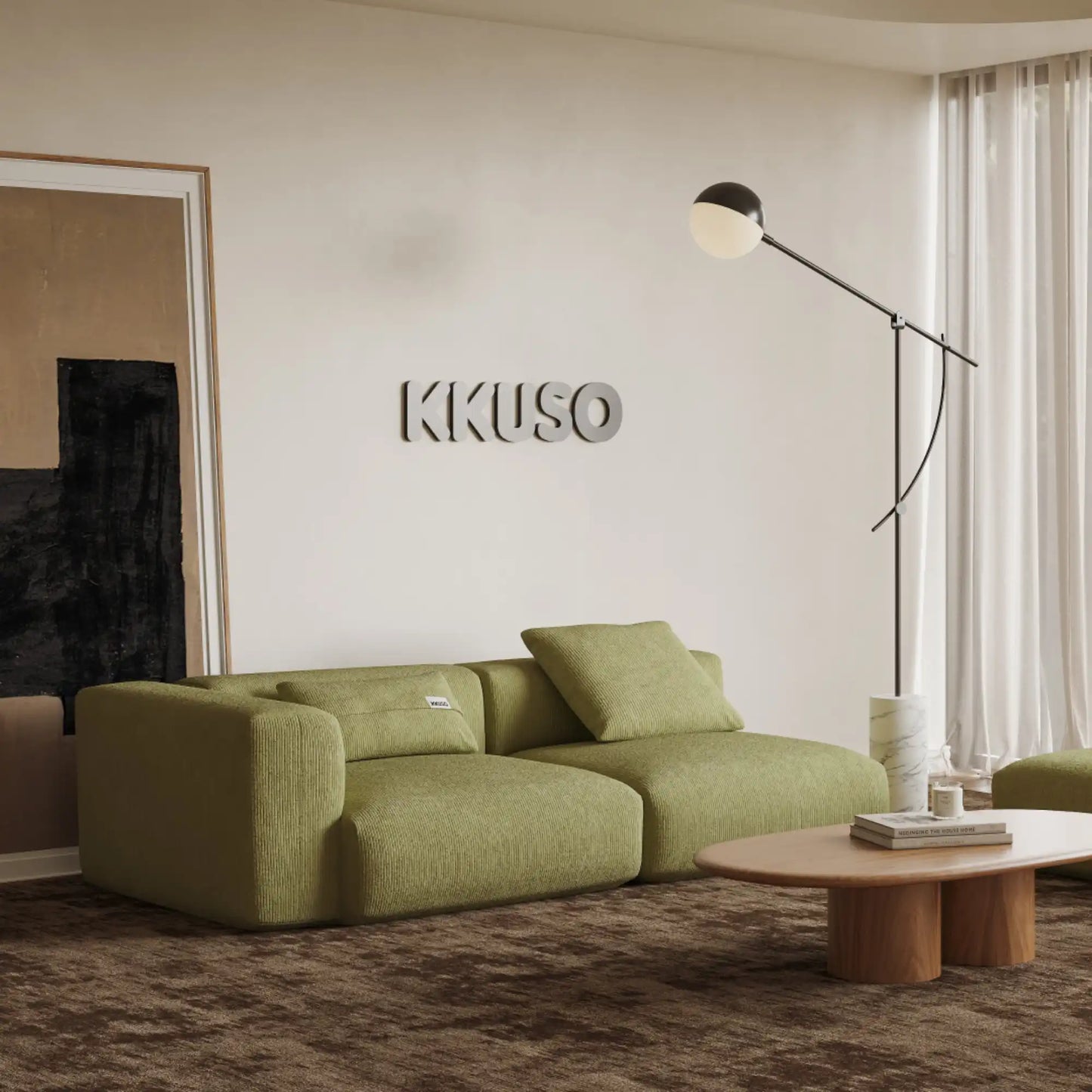 MODULAR SOFA MOMO SET 4 - CORDUROY OLIVE MOSS – KKUSO