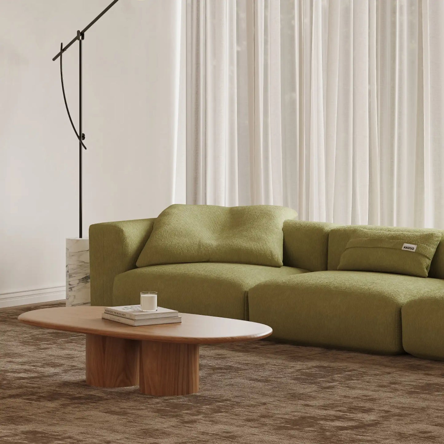 MODULAR SOFA MOMO SET 5 - CORDUROY OLIVE MOSS – KKUSO