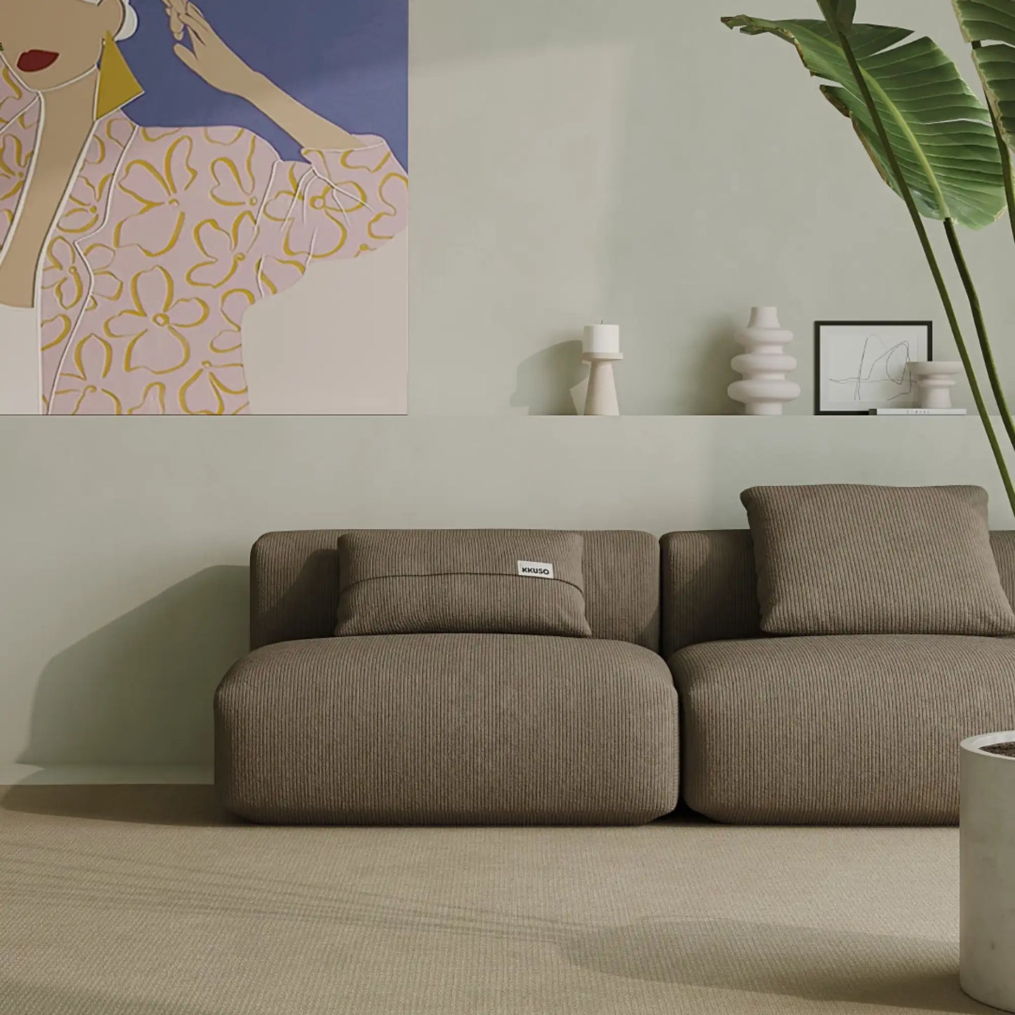 MODULAR SOFA MOMO SET 3 - CORDUROY STONE TAUPE – KKUSO