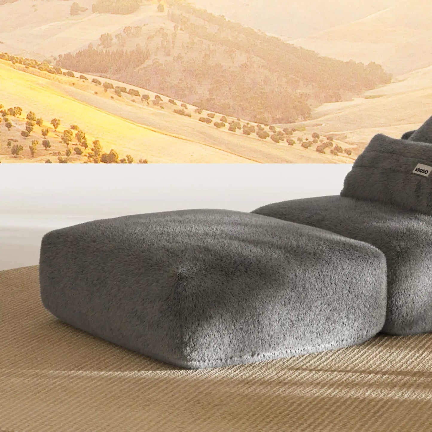 MODULAR SOFA MOMO OTTOMAN - SOFT FUR STONE GREY – KKUSO