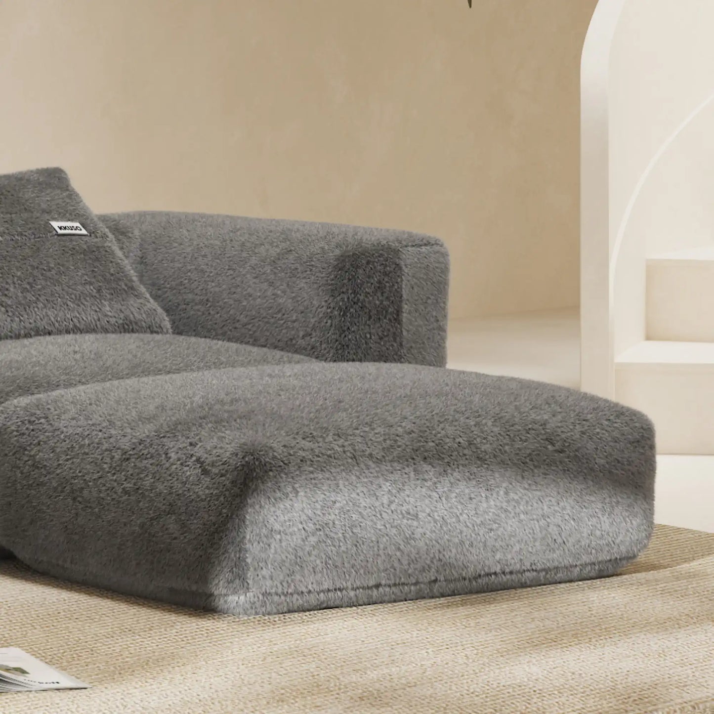 MODULAR SOFA MOMO OTTOMAN - SOFT FUR STONE GREY – KKUSO