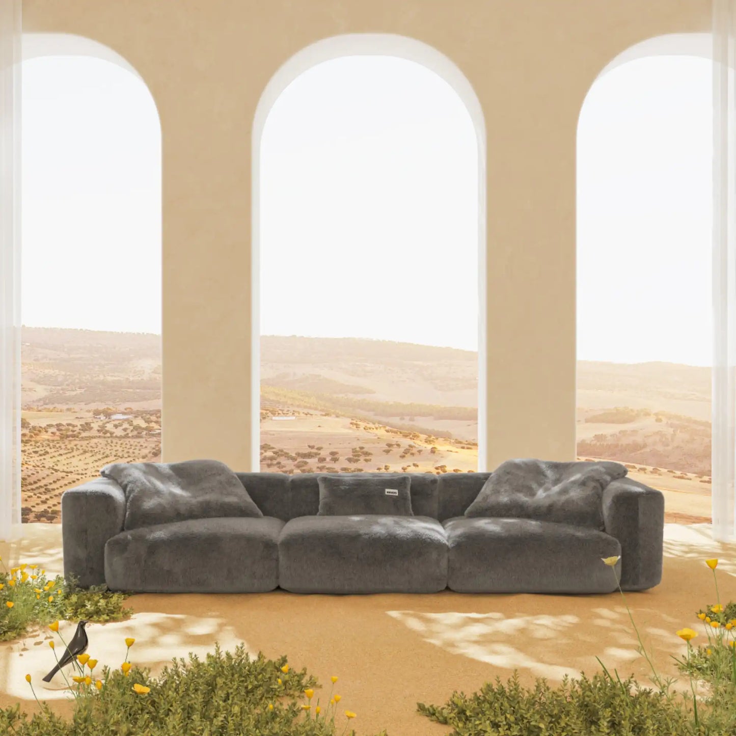 MODULAR SOFA MOMO SET 5 - SOFT FUR STONE GREY – KKUSO