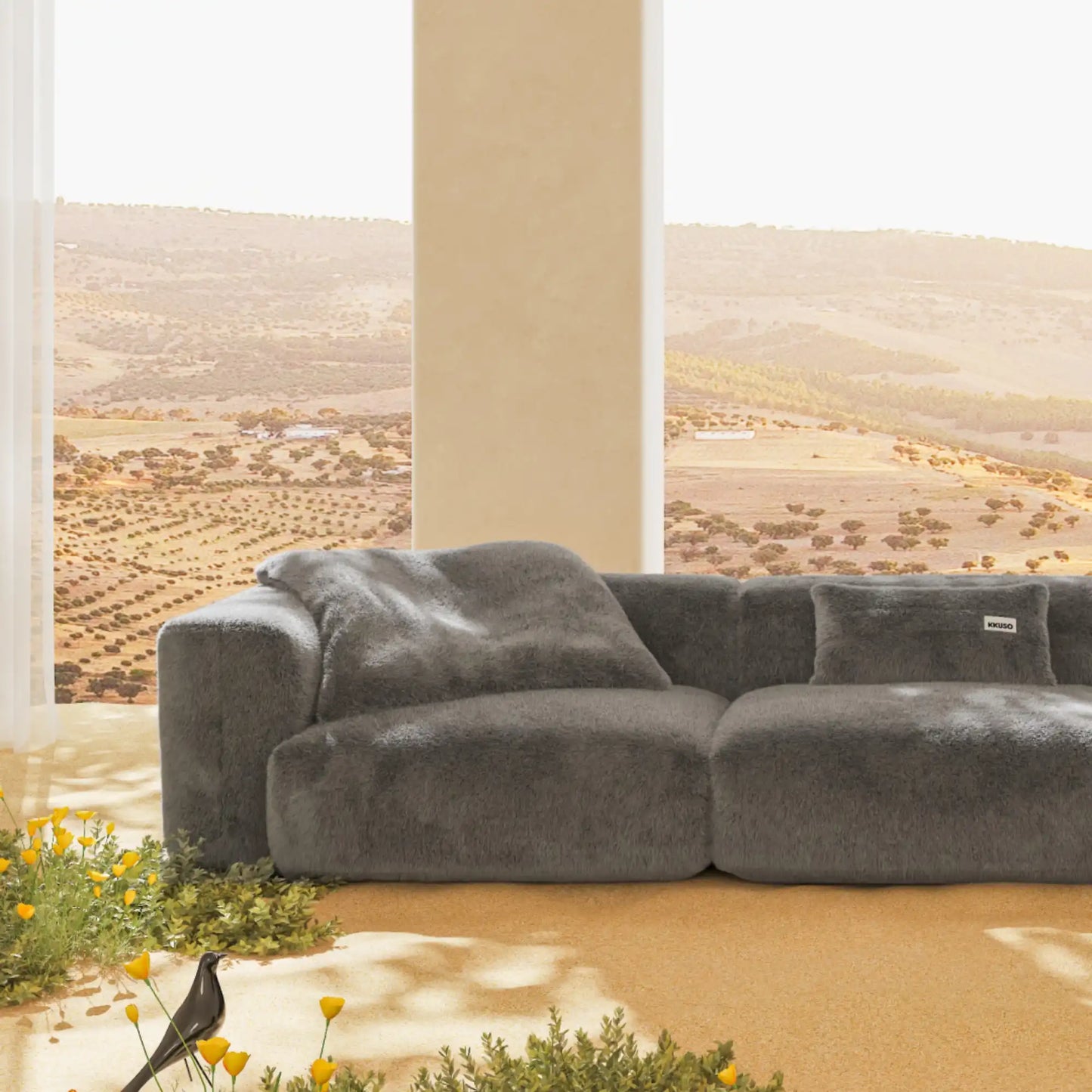 MODULAR SOFA MOMO SET 5 - SOFT FUR STONE GREY – KKUSO