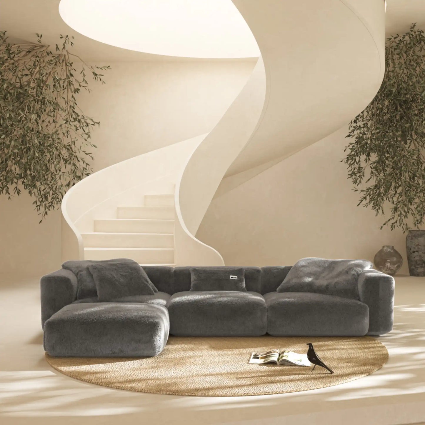 MODULAR SOFA MOMO SET 5 - SOFT FUR STONE GREY – KKUSO