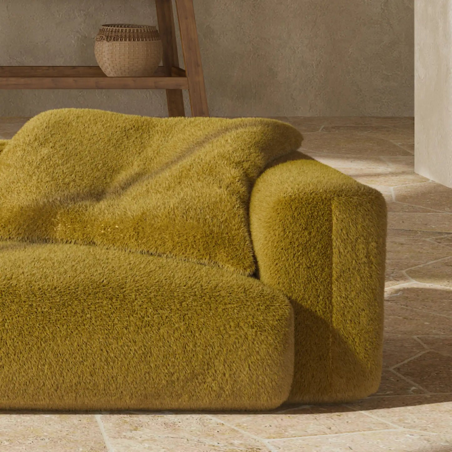 MOMO CORNER LEFT - SOFT FUR GOLDEN MOSS – KKUSO