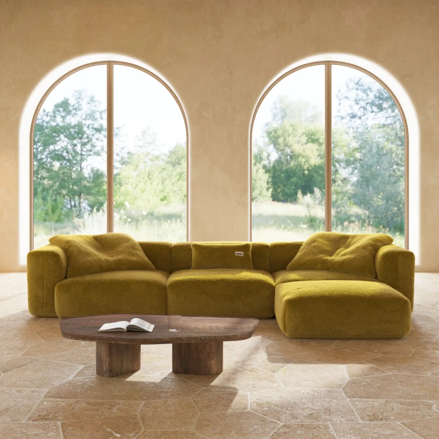 MODULAR SOFA MOMO SET 6 - SOFT FUR GOLDEN MOSS – KKUSO