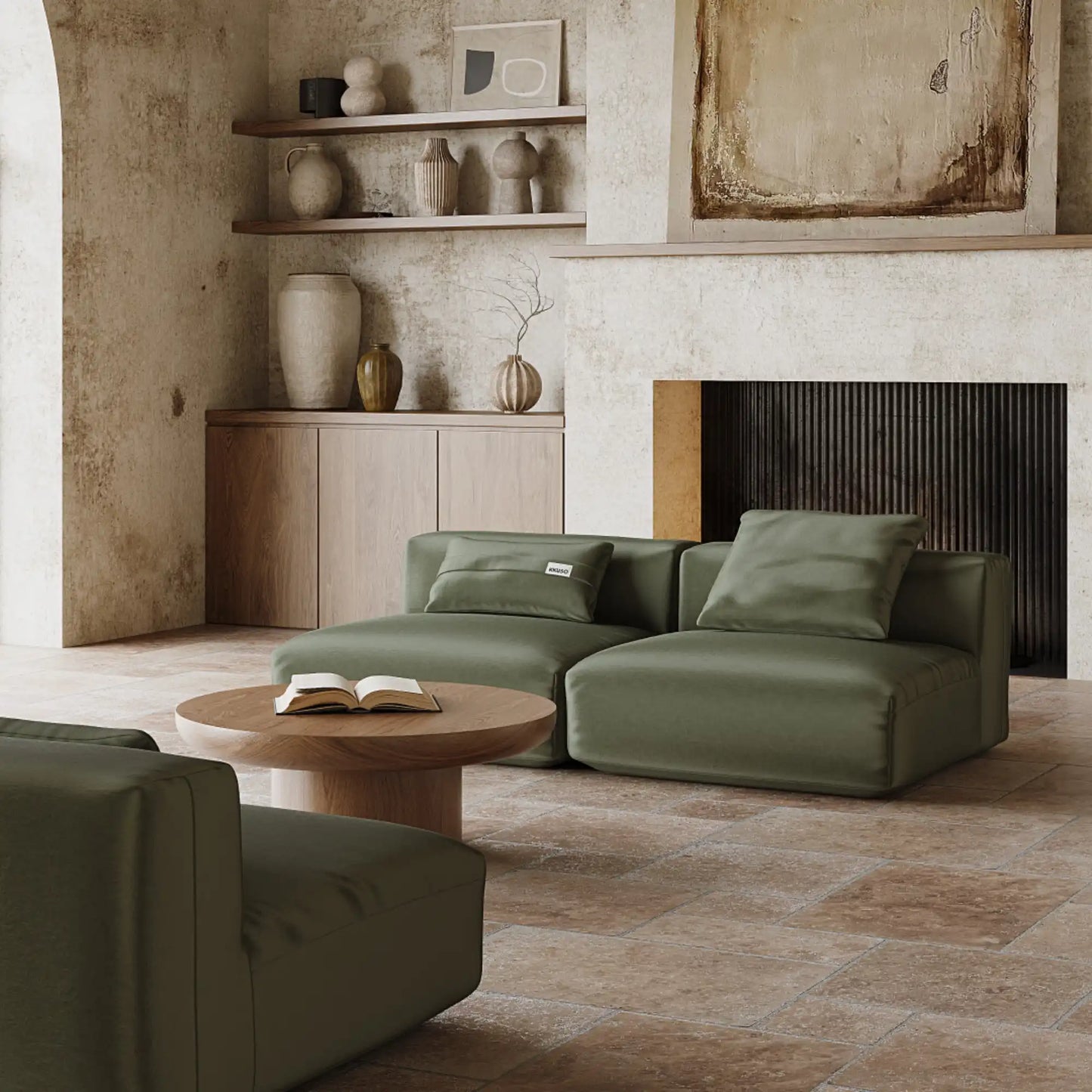 MODULAR SOFA MOMO SET 3 - VELVET DEEP OLIVE – KKUSO